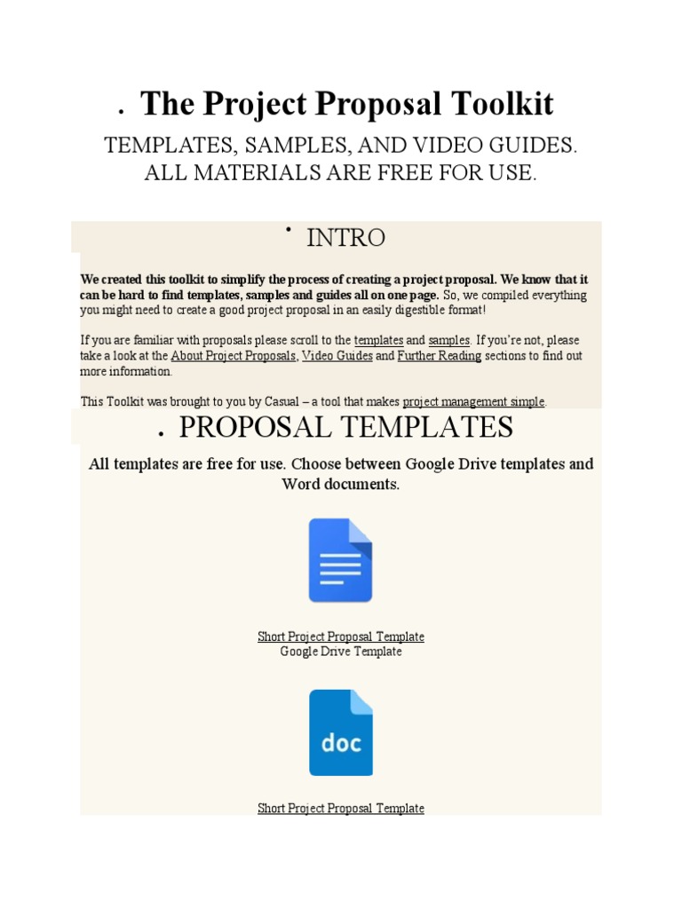 The Project Proposal Toolkit | Download Free PDF | Non Governmental Organization | Computing