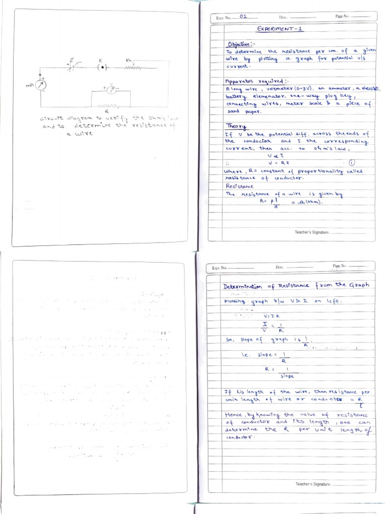 Physics Practical (1 To 4) | PDF | Electricity | Voltage