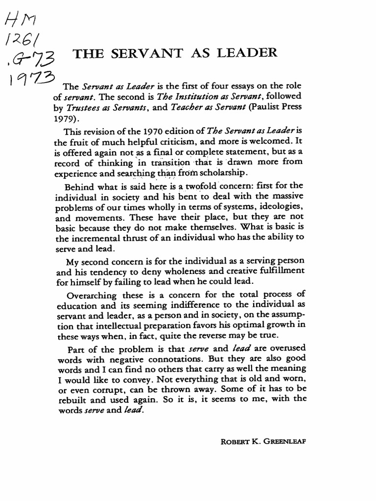 The Servant As Leader Pdf