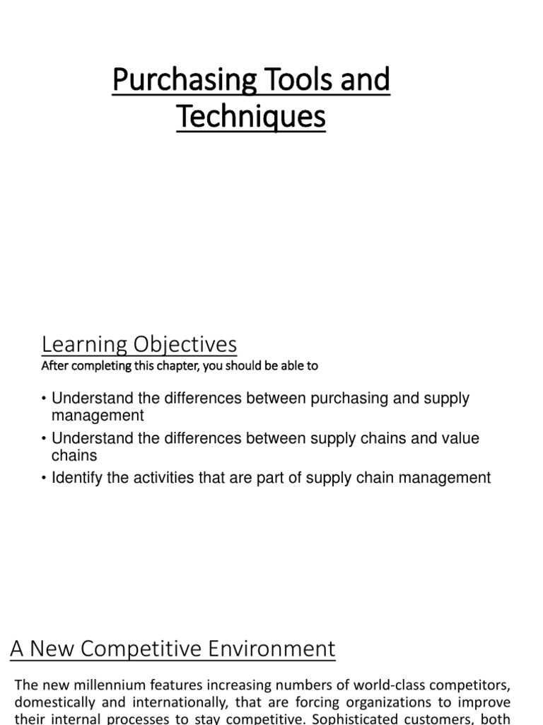 2.purchasing Tools and TechniquesPPT | PDF | Supply Chain | Procurement