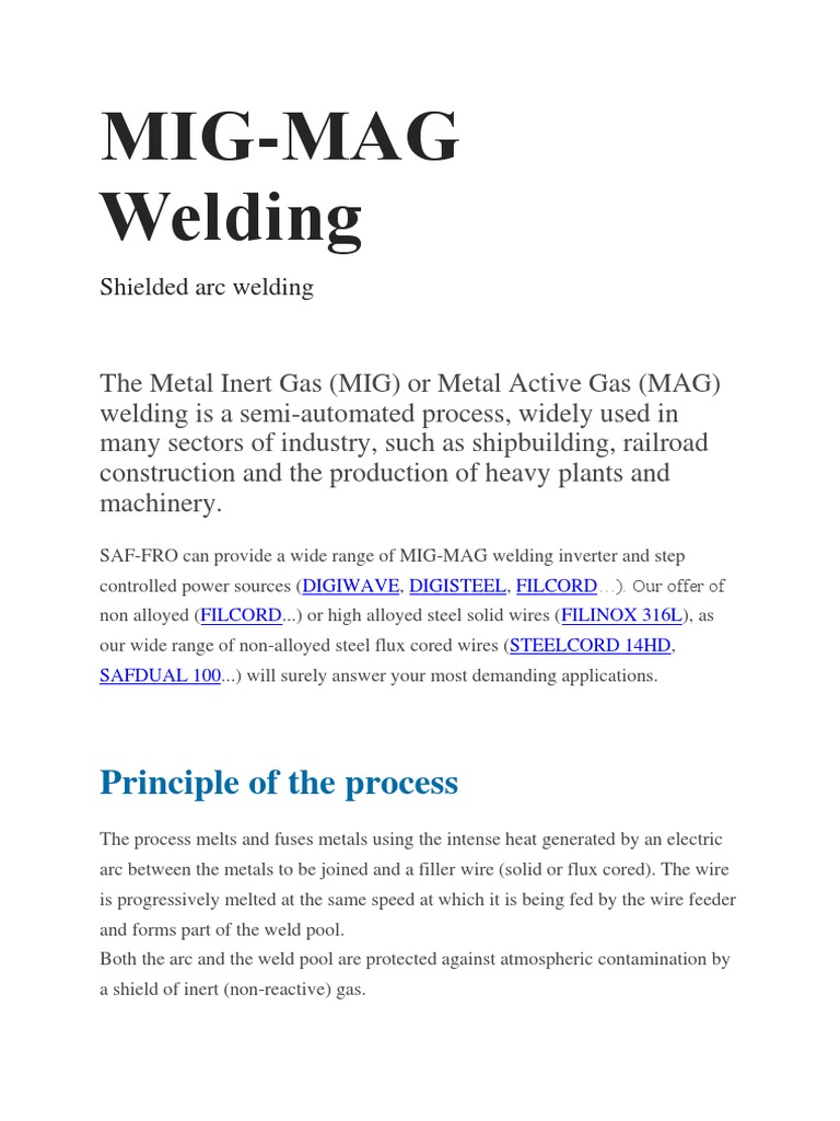 MIG-MAG Welding Process Guide | PDF