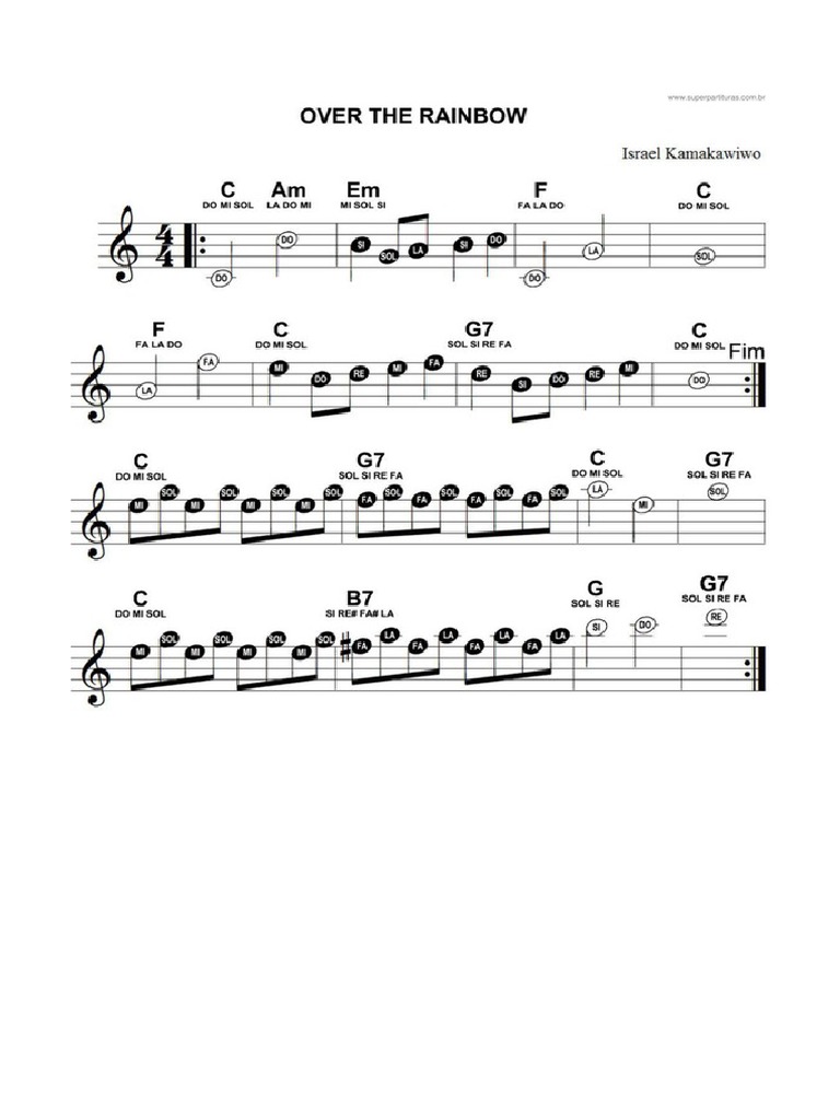 Over-The-Rainbow - Partitura Teclado | PDF