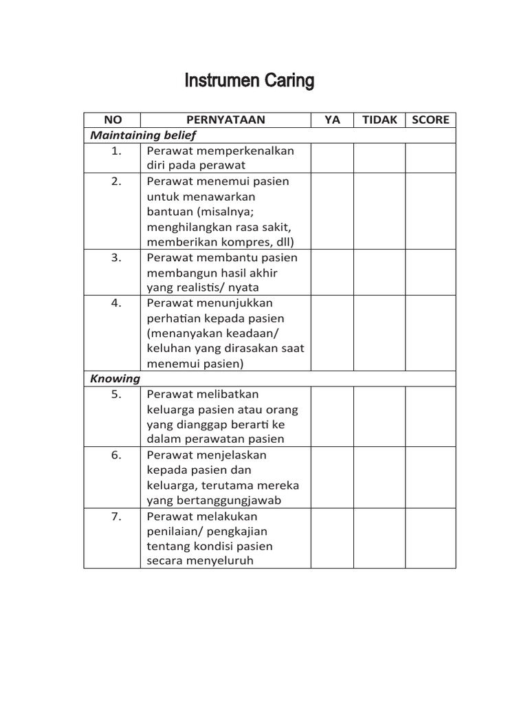 Instrumen Caring | PDF
