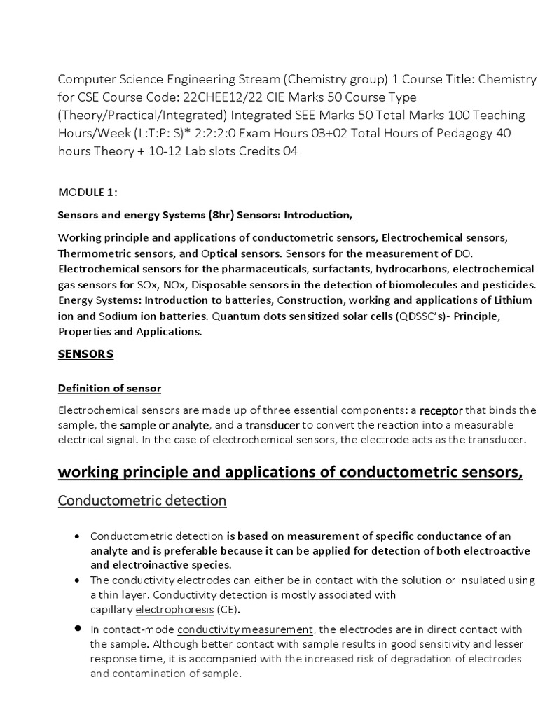 Module 1 | PDF | Anode | Biosensor