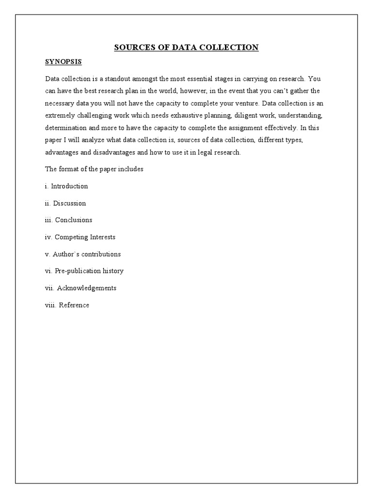 Sources of Data Collection | PDF