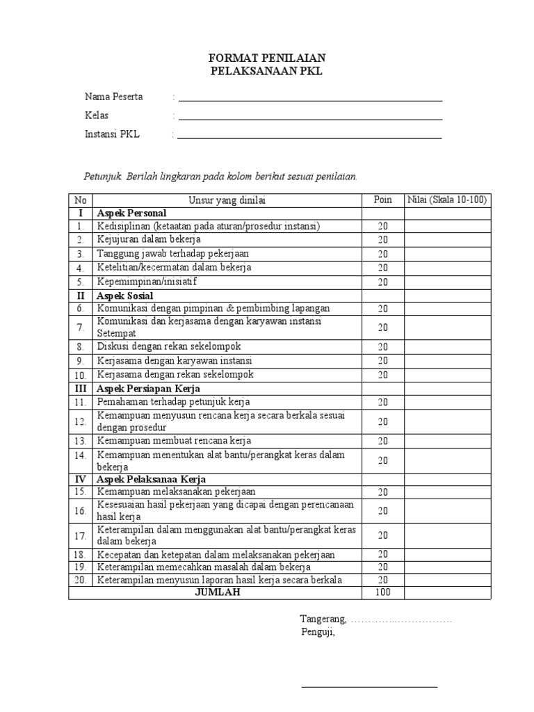 Format Penilaian | PDF
