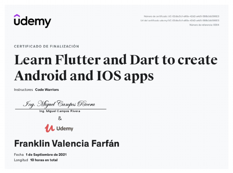 Certificado Flutter Udemy 2 | PDF Certificado Flutter Udemy 2 | PDF