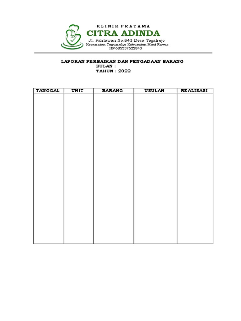 Laporan Perbaikan Dan Pengadaan Barang | PDF