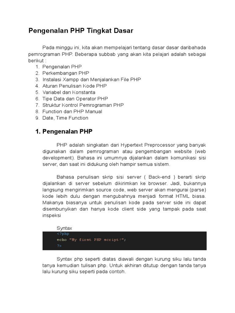 Pengenalan PHP Dasar | PDF