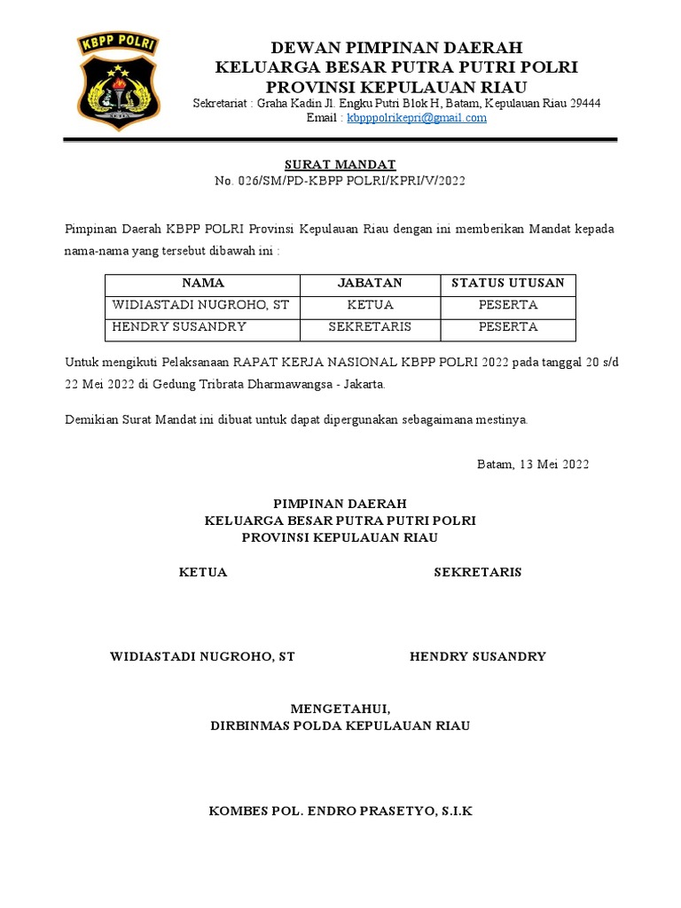 Contoh SURAT MANDAT | PDF