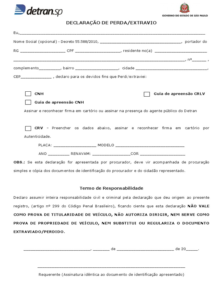 Declaração de Perda-Extravio v2b | PDF