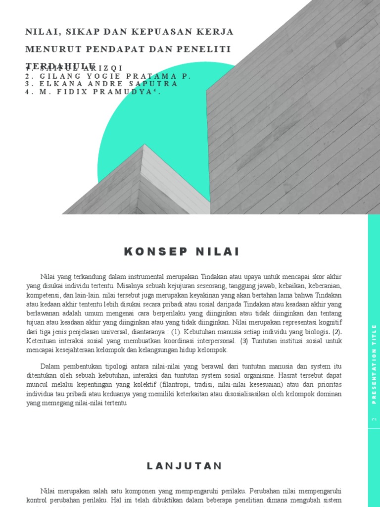 Nilai Sikap Dan Kepuasan Kerja | PDF