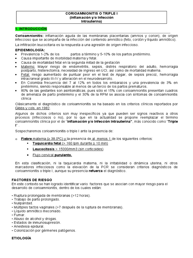 Corioamnionitis: Diagnóstico y Manejo | PDF | Parto | Inflamación