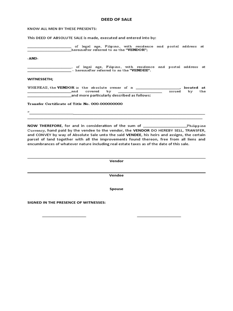 Deed of Sale1 | PDF | Deed | Notary Public