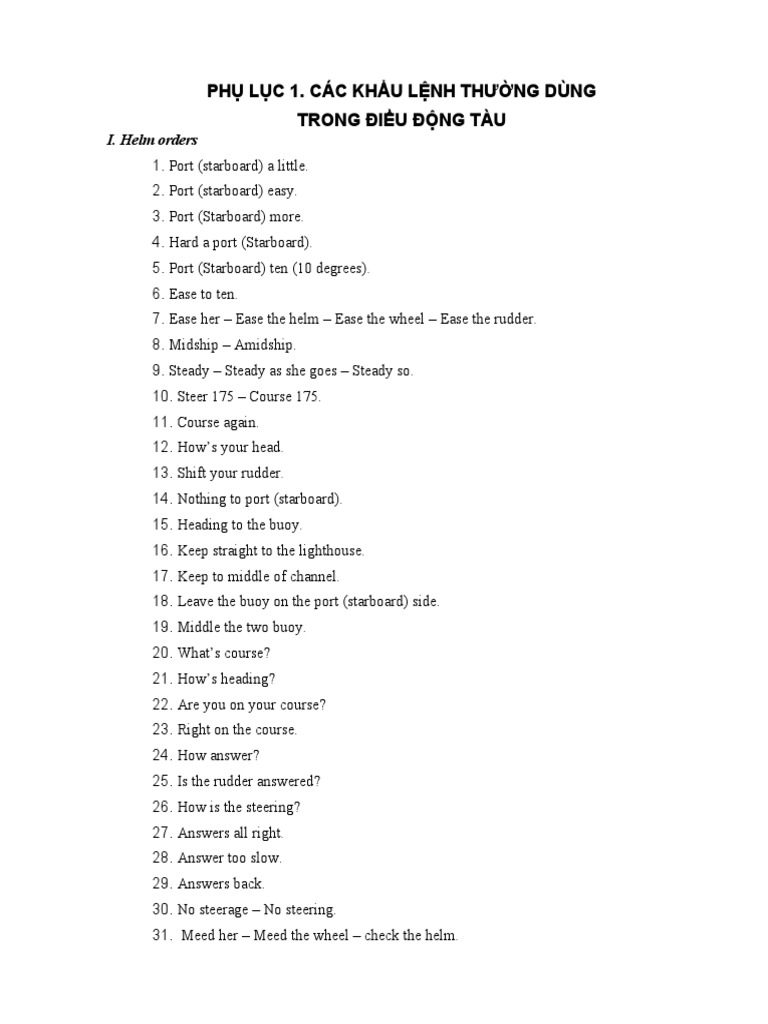 Maritime Command and Signal Guide | PDF | Anchor | Rudder