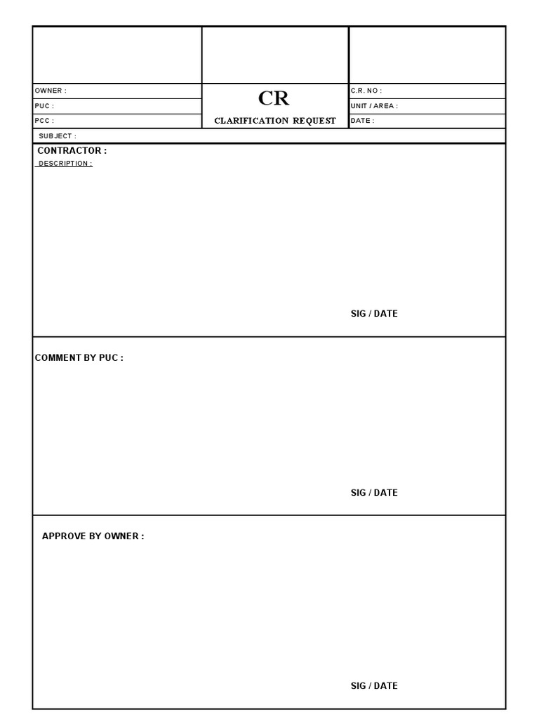 CRCLARIFICATION REQUEST. Form | PDF