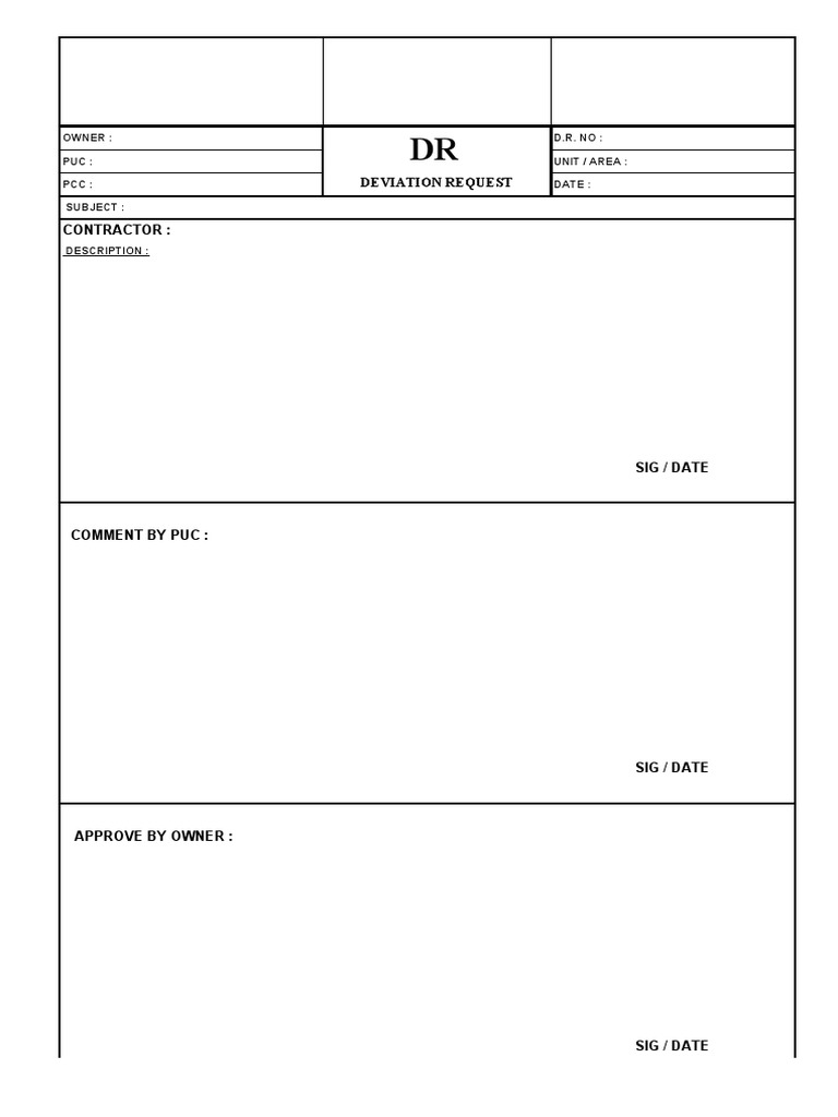 Deviation Request Form Template | PDF