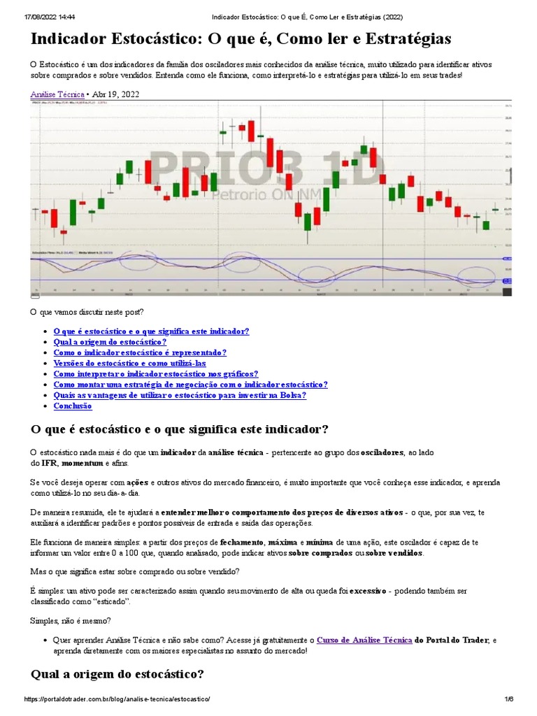 Entendendo o Indicador Estocástico | PDF | Análise técnica | Estocástico