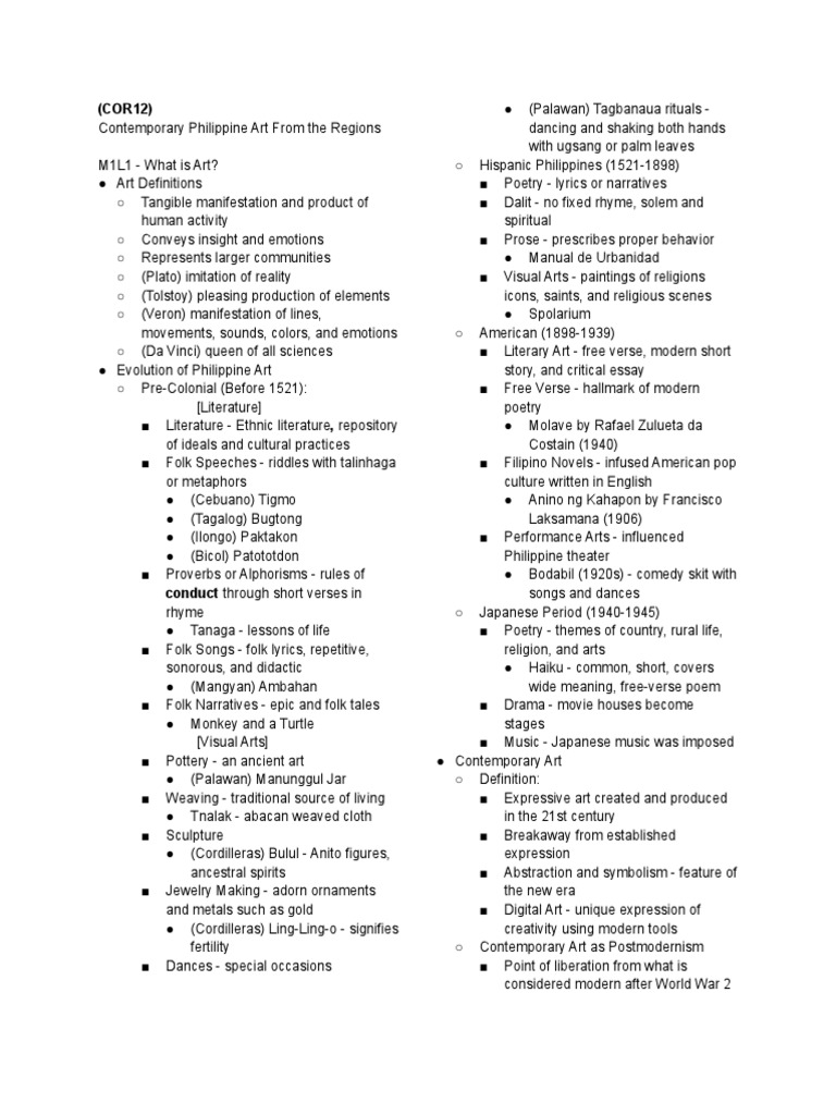 Contemporary Arts 1st Quarter Reviewer | PDF | Perception | Color