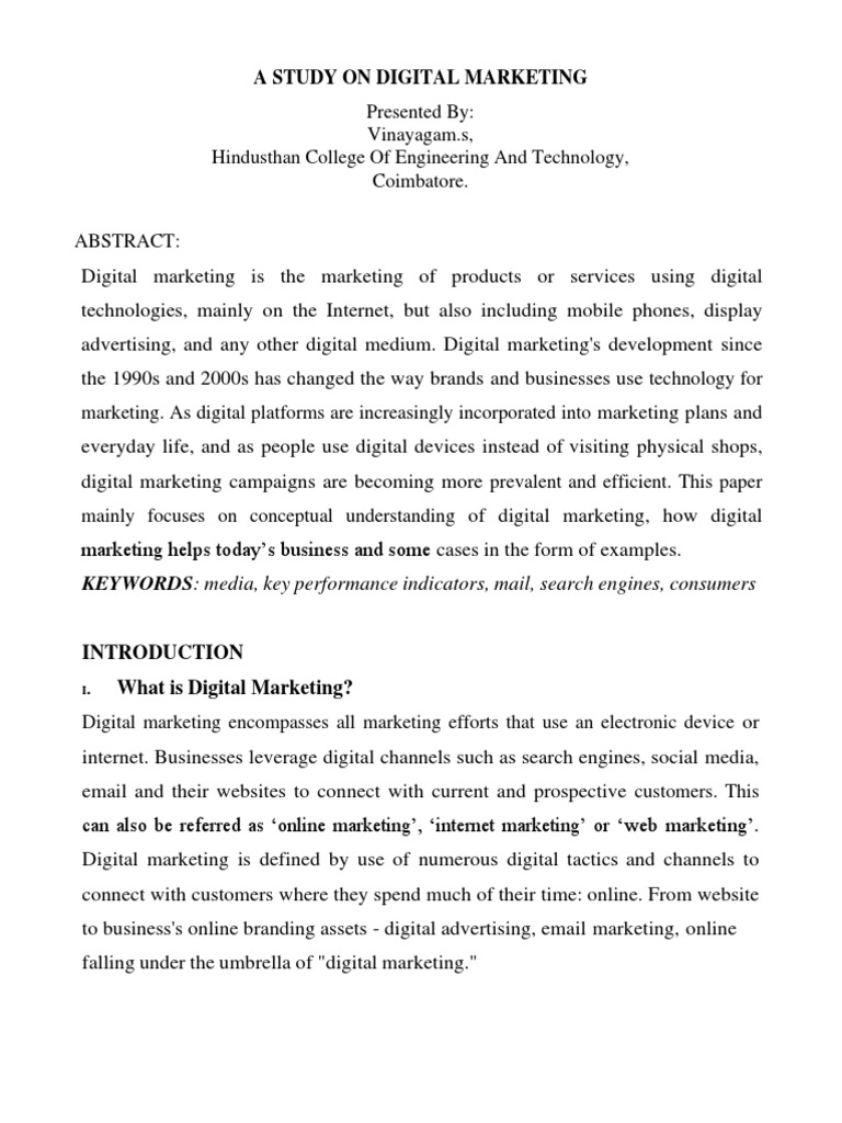 Digital Marketing Study on Tactics and Channels | PDF | Digital ...