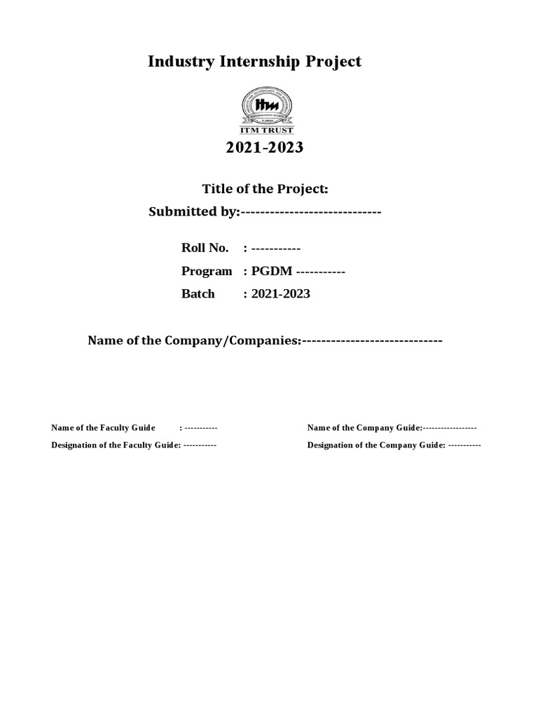 Iip Final Report First Page Template | PDF