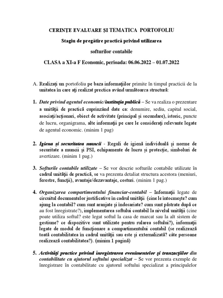 Cerinte Practica XI F Economic | PDF