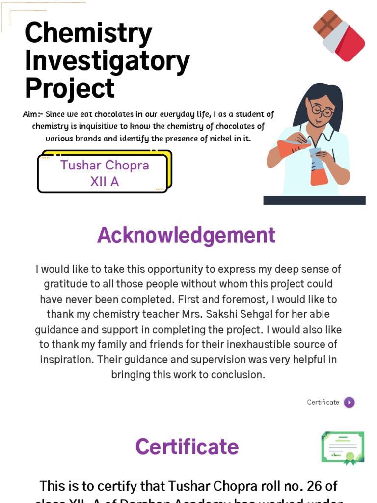 Chemistry Project For Class 12 Chemistry Investigatory Project (Class