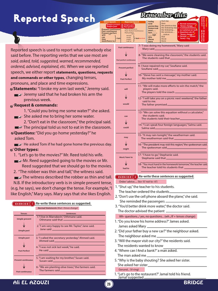 Quiz: Reported Speech , Reported speech exercises: multiple choice quiz ...