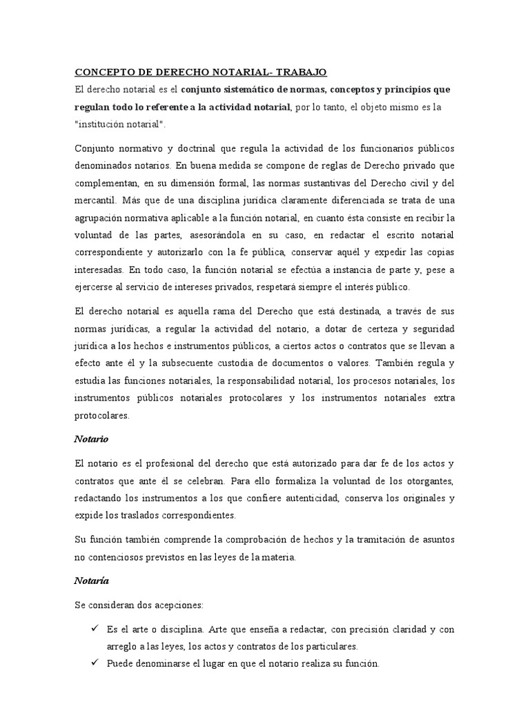 CONCEPTO DE DERECHO NOTARIAL | PDF