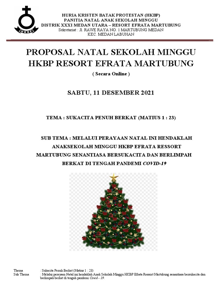 Proposal Natal Sekolah Minggu HKBP Efrata 2021 | PDF