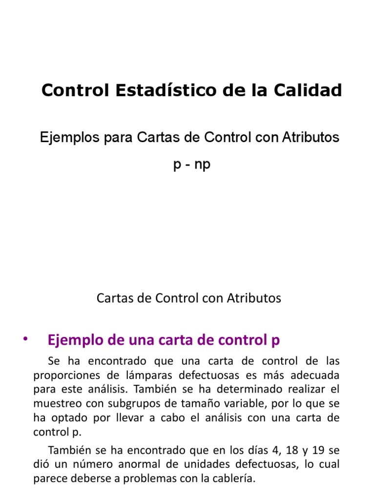 8a Ejemplo Cartas de Control Atributos P - NP | PDF