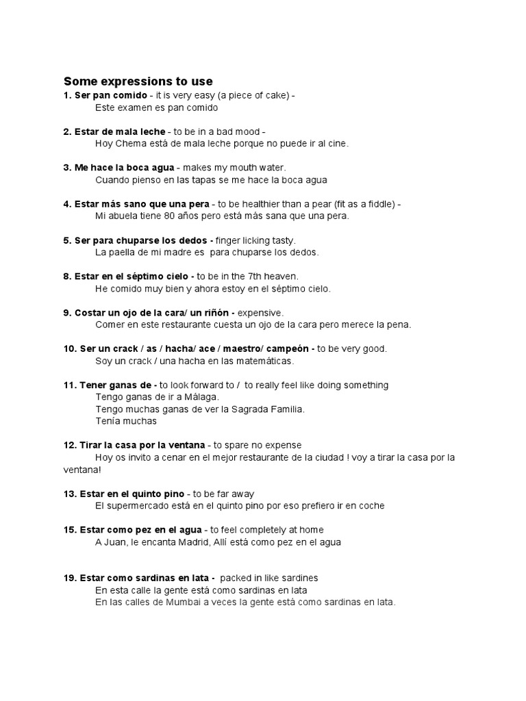 Expresiones idiomáticas en español | PDF