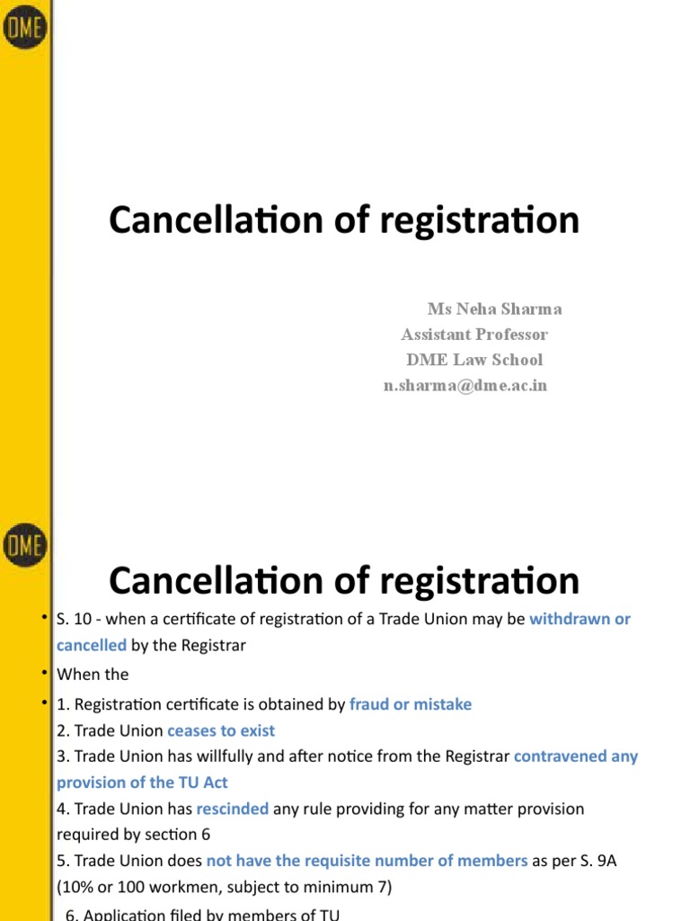 Cancellation and Appeals of Trade Union Registration | PDF | Appeal ...