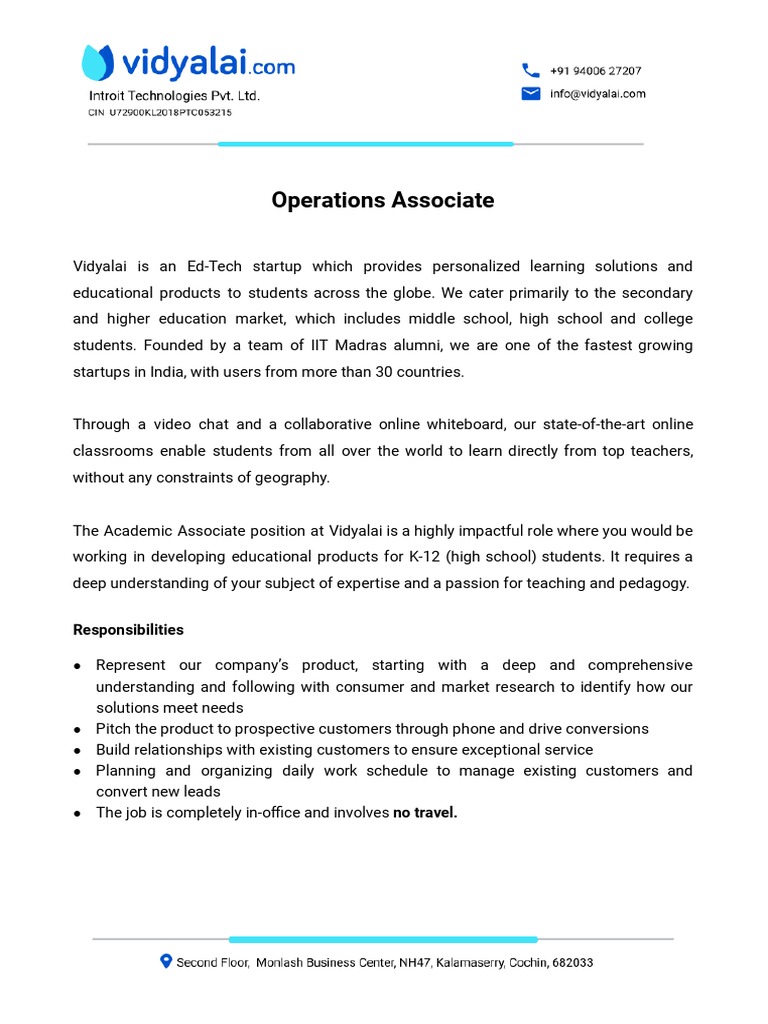 Operations Associate JD | PDF
