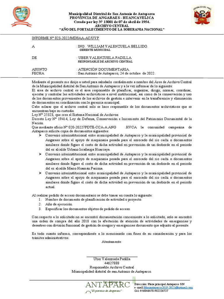 Informe 23 Atencion Documentaria | PDF