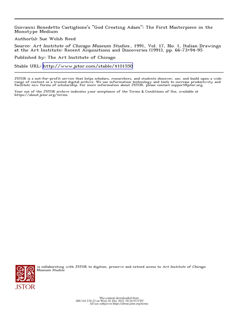 Giovanni Benedetto Castiglione - S - God Creating Adam - The First Masterpiece in The Monotype ...