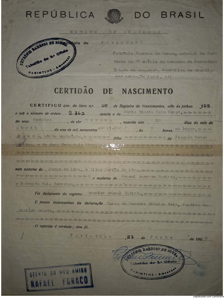 Certidão de Nascimento | PDF