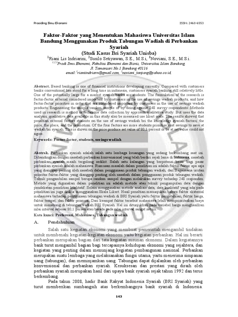 Faktor-Faktor Yang Menentukan Mahasiswa Universitas Islam Bandung ...