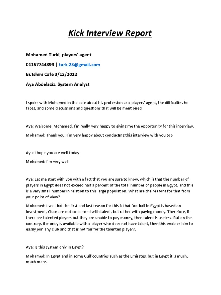 Interview Report | PDF | Conversation | Communication