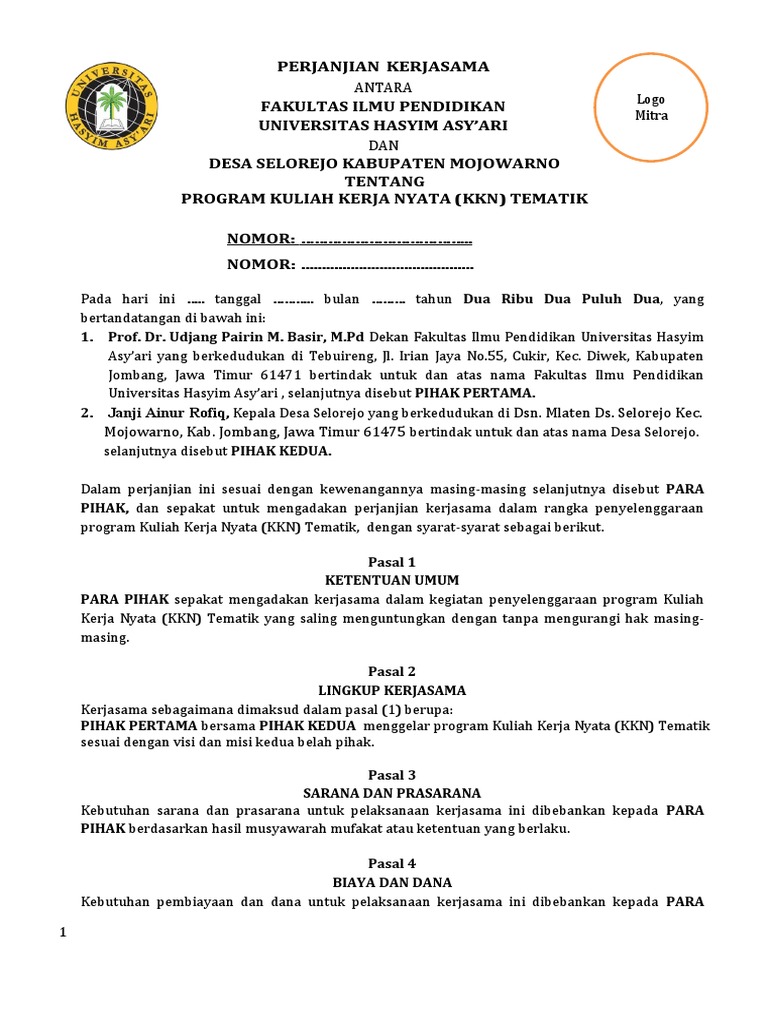 Template PKS FIP - KKN Edited | PDF