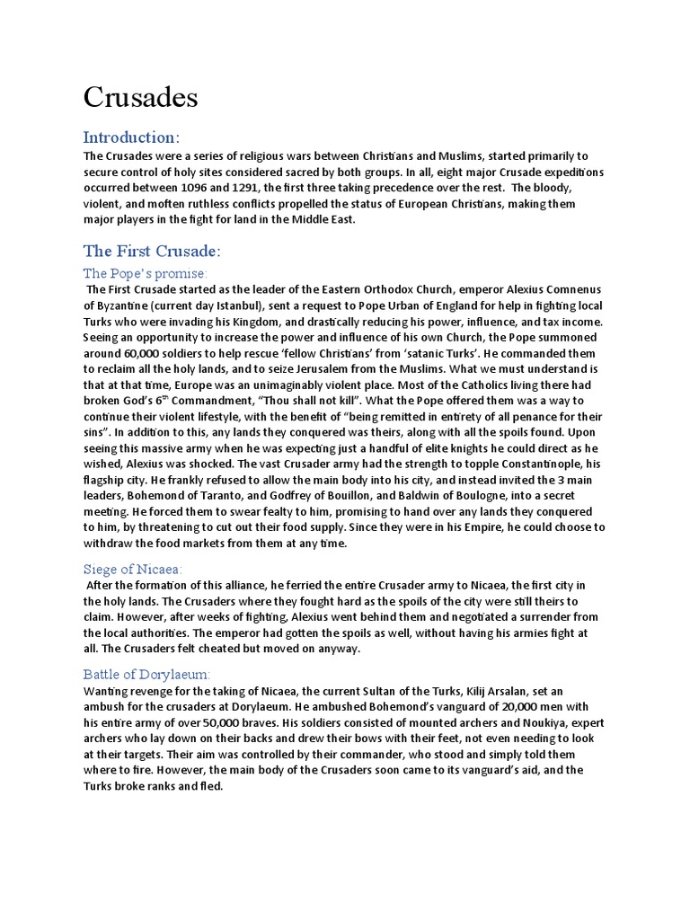 Crusades Final Draft | PDF | Crusades | Warfare Of The Middle Ages