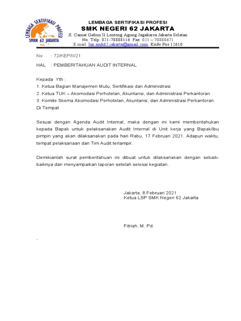 Surat Pemberitahuan Audit | PDF