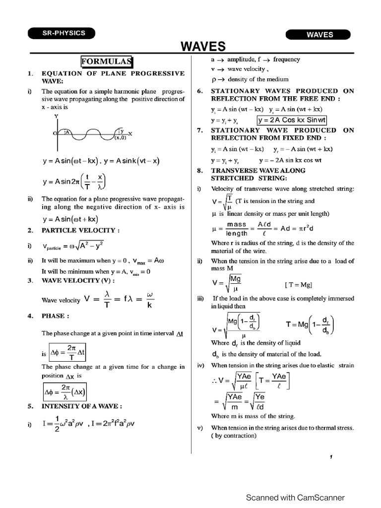 SR Physics Formulae | PDF