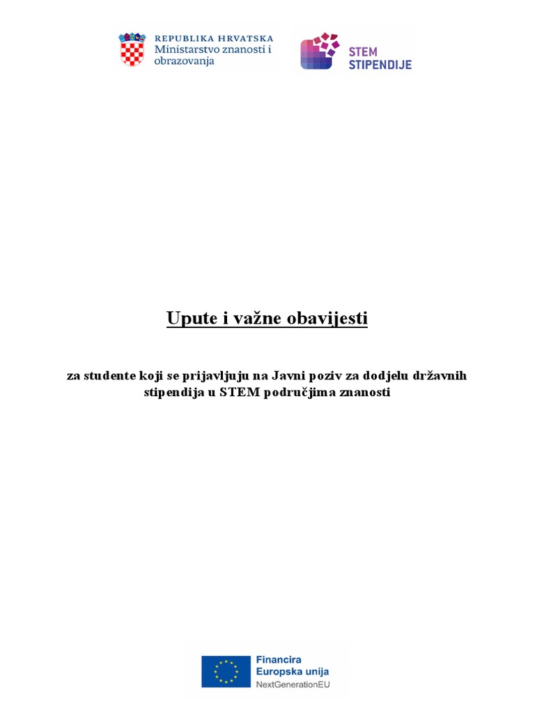 Upute I Vazne Obavijesti STEM | PDF