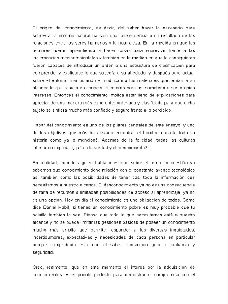El Origen Del Conocimiento | PDF | Conocimiento | Aprendizaje