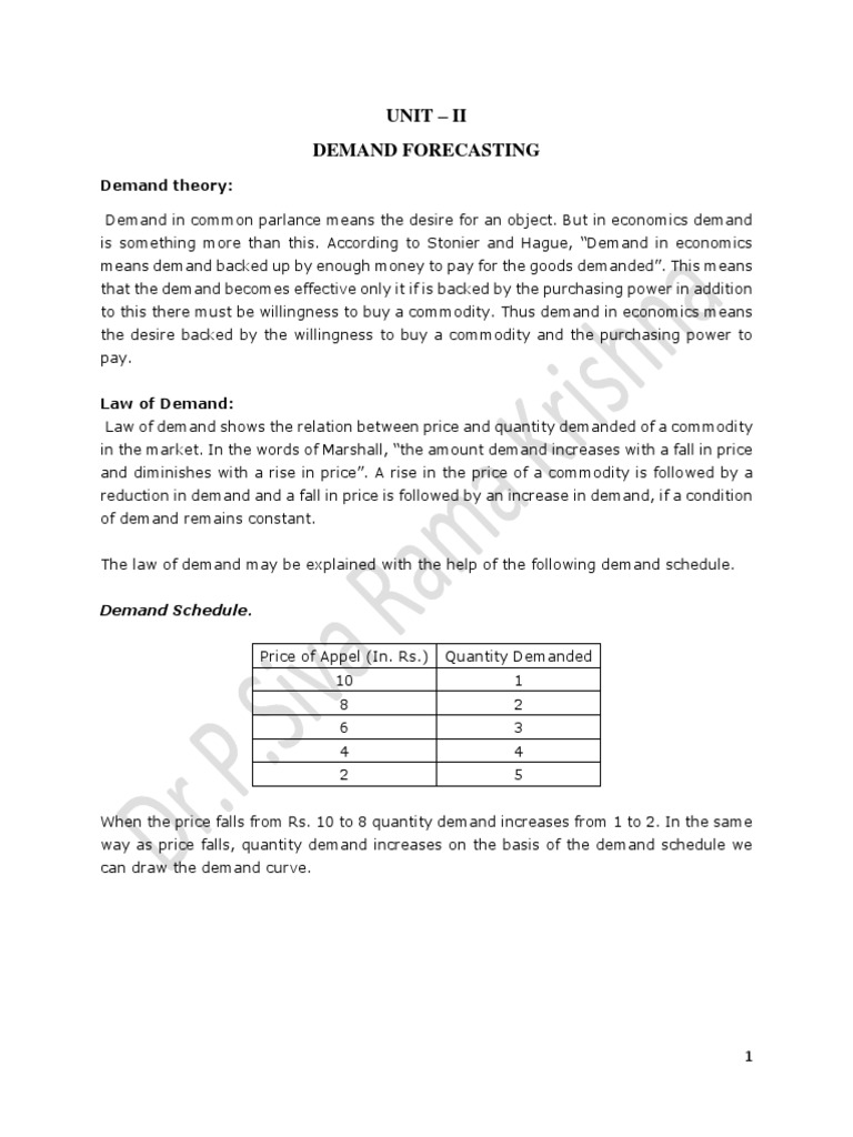 Unit II | Download Free PDF | Forecasting | Demand Curve