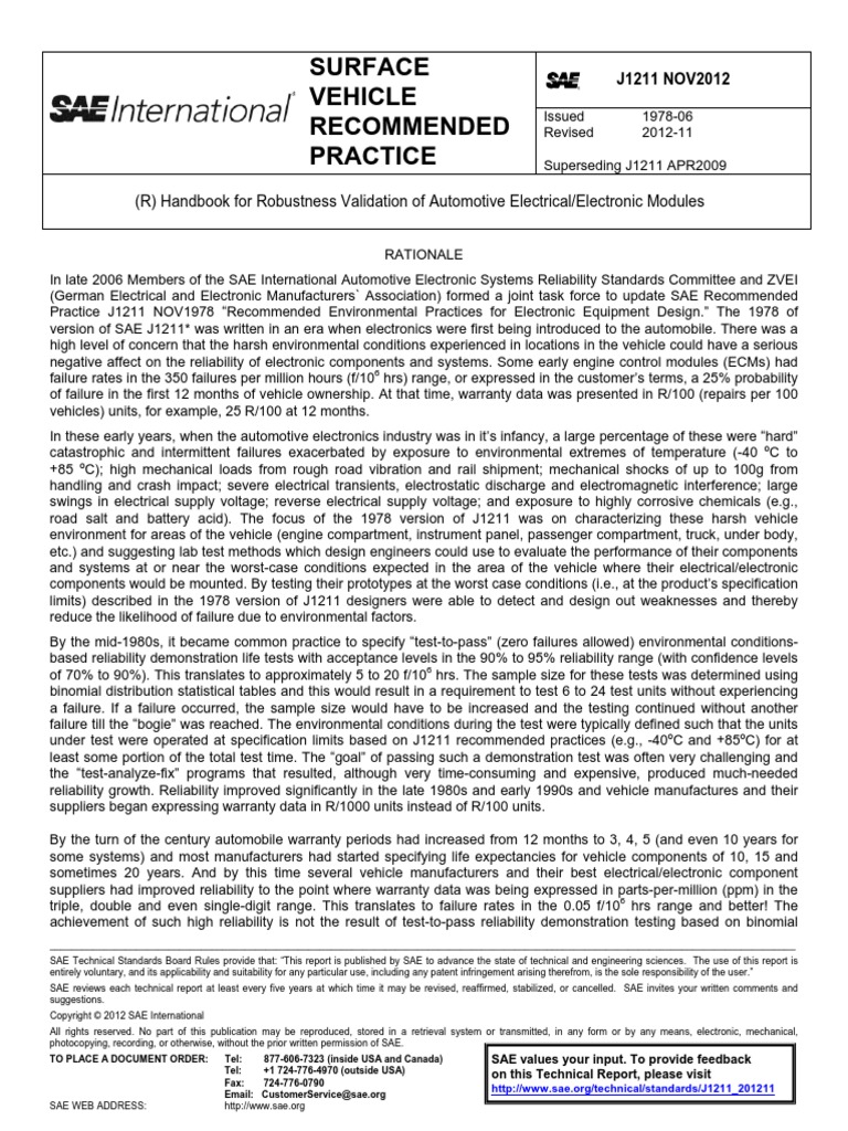 Sae J1211-2012 | PDF | Reliability Engineering | Verification And ...
