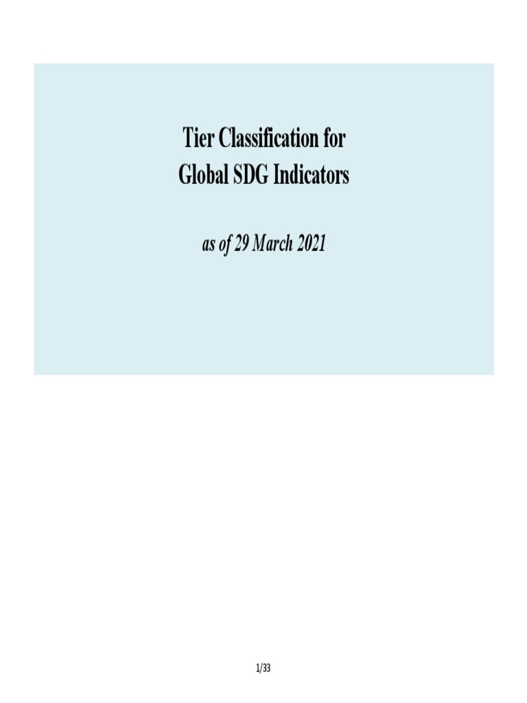 Tier Classification of SDG Indicators - 29 Mar 2021 - Web | PDF | World ...