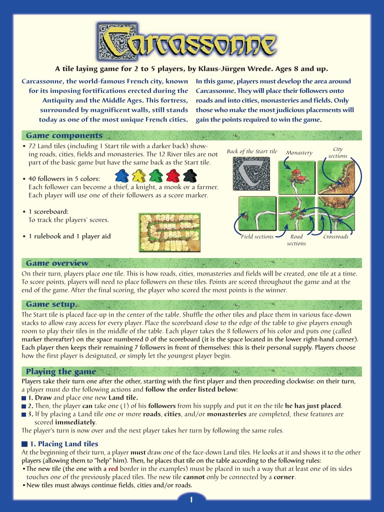 Carcassonne Board Game Rules | PDF