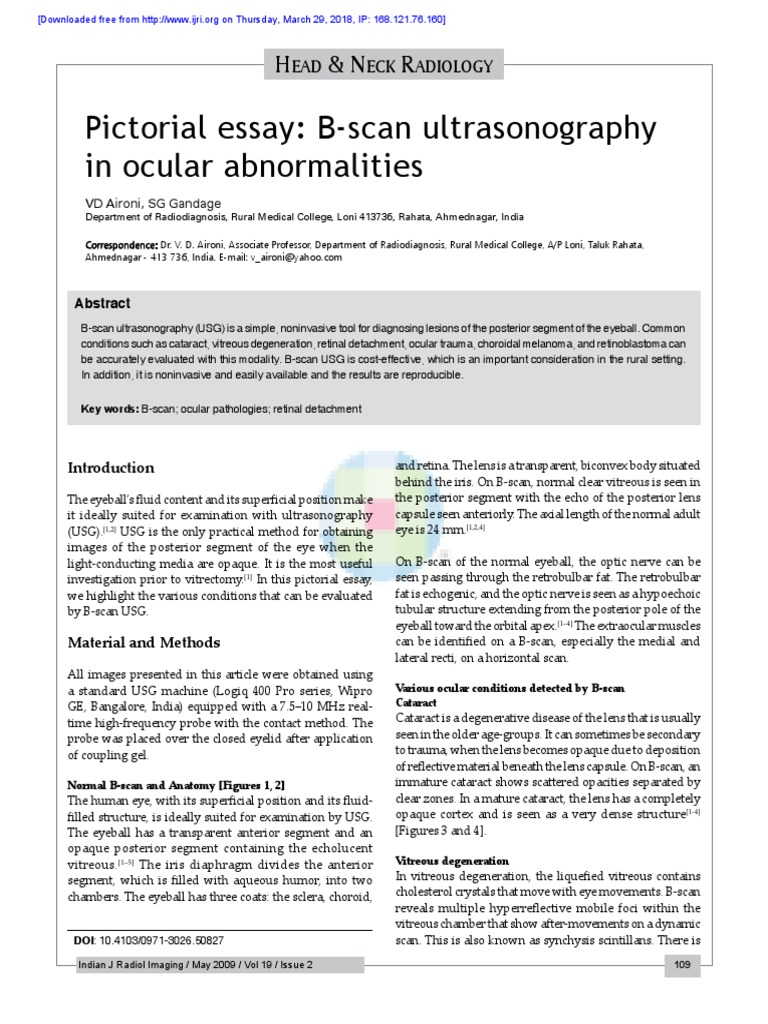 Pictorial Essay B-Scan Ultrasonography in Ocular A | PDF | Human Eye ...